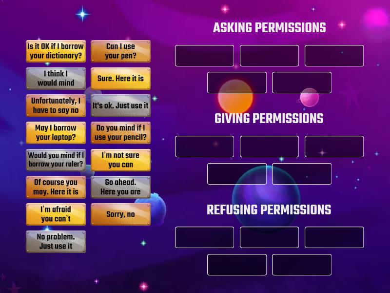 ASKING AND GIVING PERMISSIONS - Group sort
