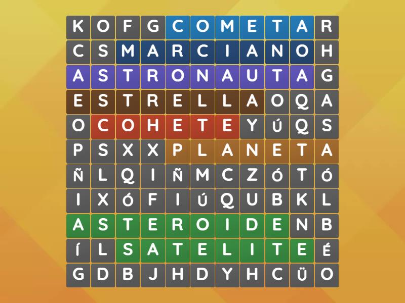 del espacio - Sopa de letras