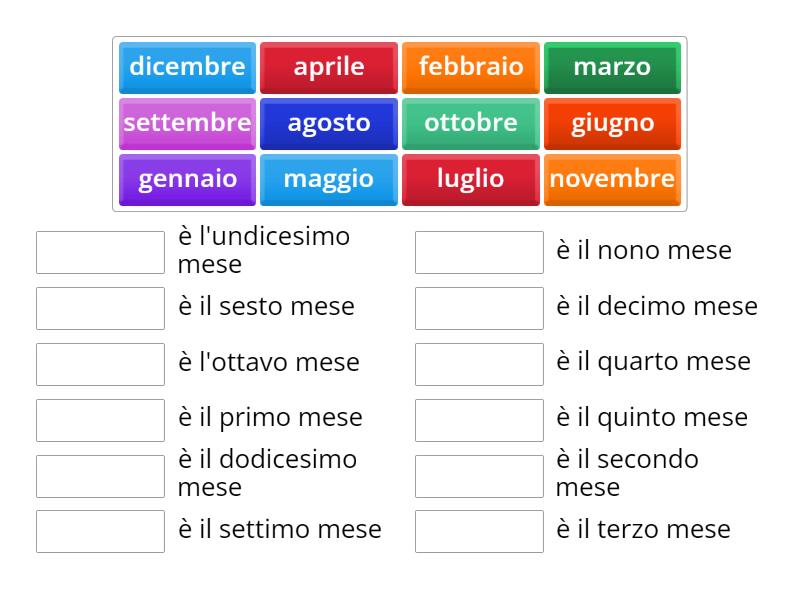 Matching- I mesi dell'anno - Match up