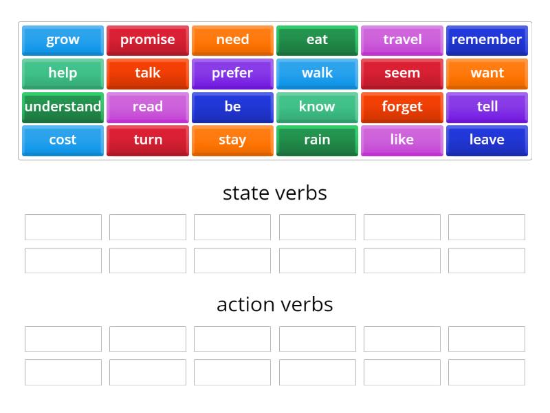 State verbs / action verbs - Group sort