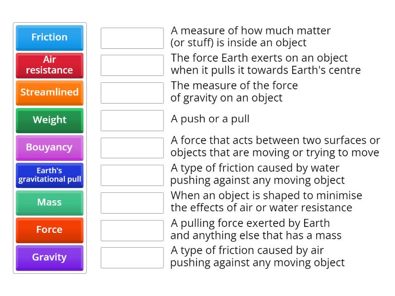 Forces Vocabulary - Une las parejas