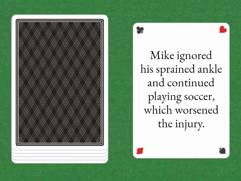 Preventable injuries and ailments. - Speaking cards