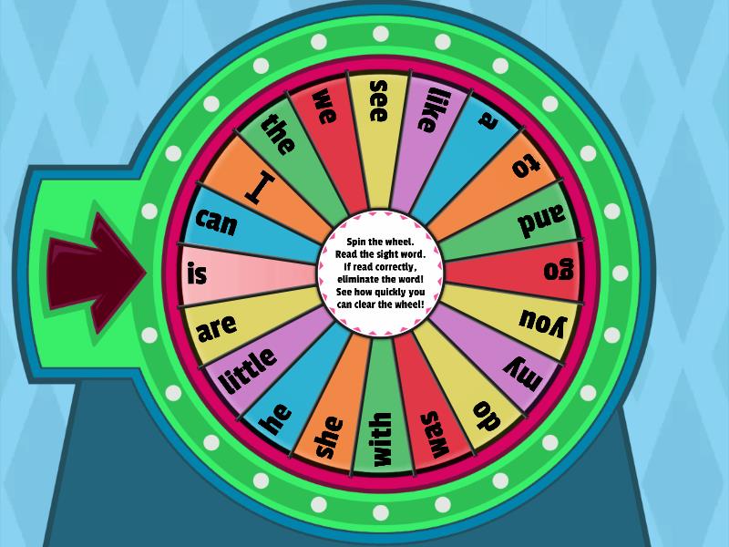 Sight Word Spin the Wheel - Rueda aleatoria