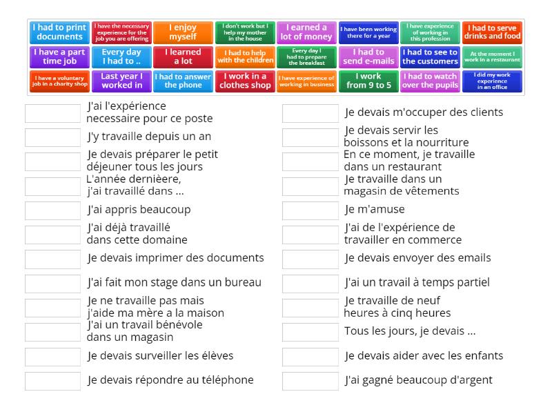 French job application letter - Match up