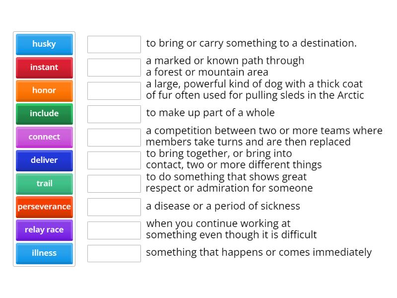 ESL 3 _ week 6 _ vocabulary - Match up