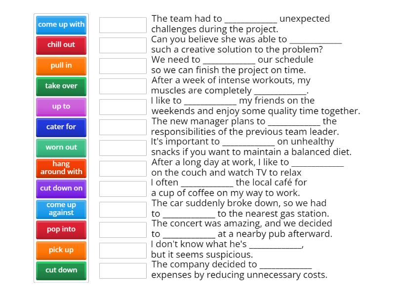 Phrasal Verbs FCE Unit 10 - Match up