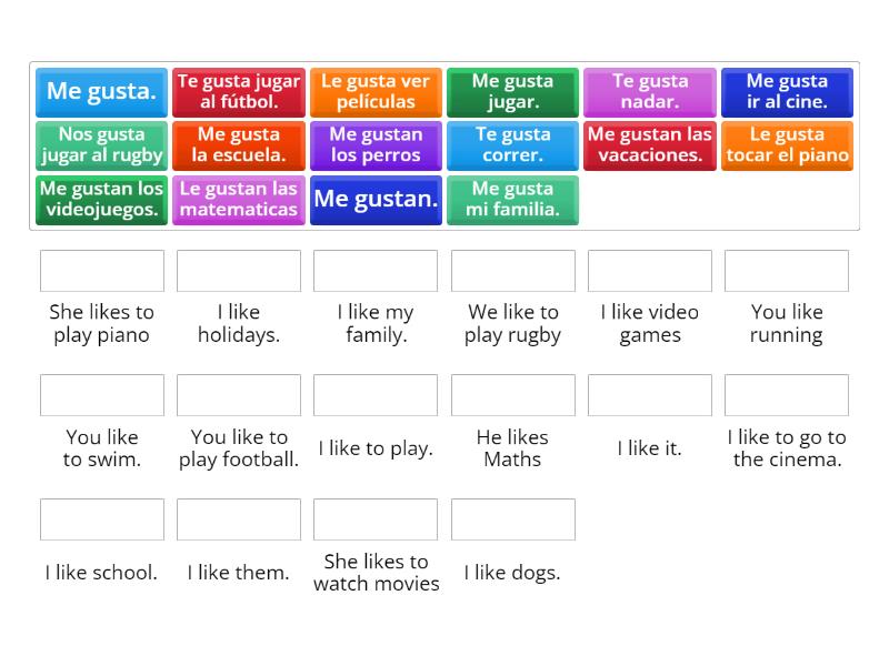 Me gusta / Me gustan - Une las parejas