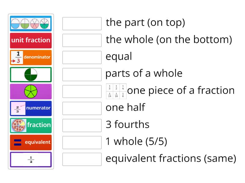 Fraction Vocabulary - Match up