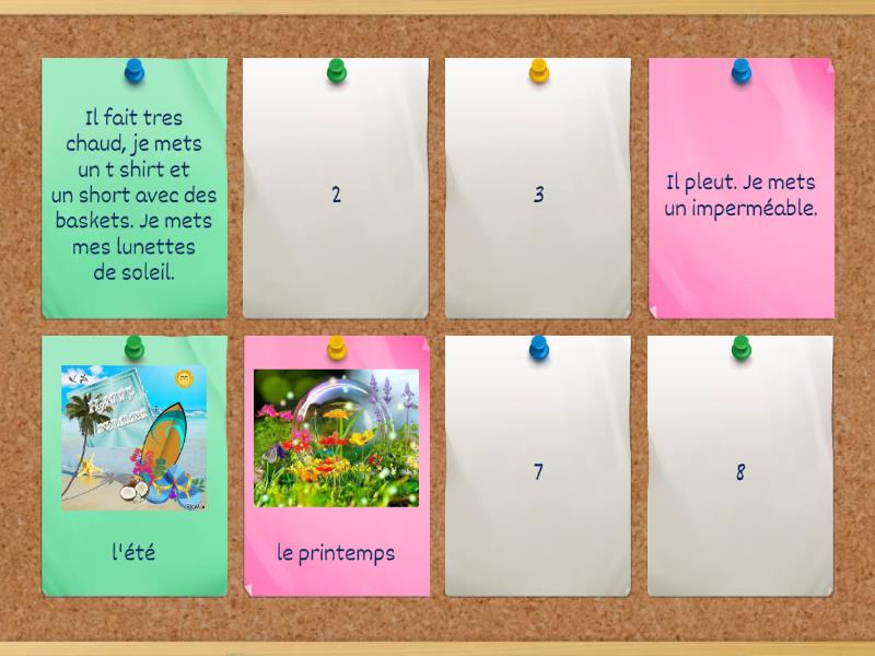 Les saisons et les vetements - Matching pairs