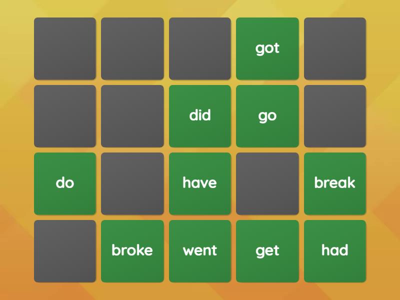 Simple Past (Irregular Verbs) Memory game! - Matching pairs