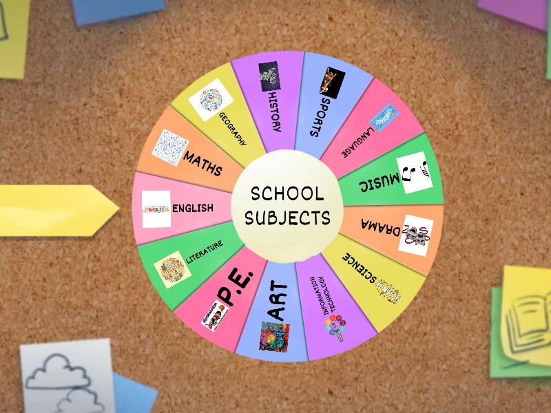 SCHOOL SUBJECTS BINGO - Spin the wheel