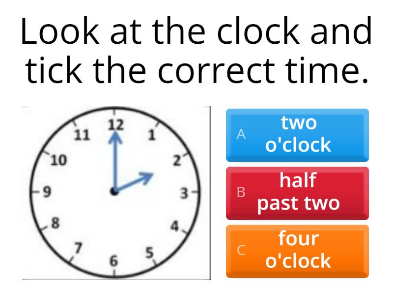 Math Grade 1 - Time - Quiz