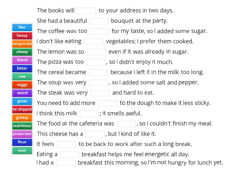 Meals - Complete the sentence