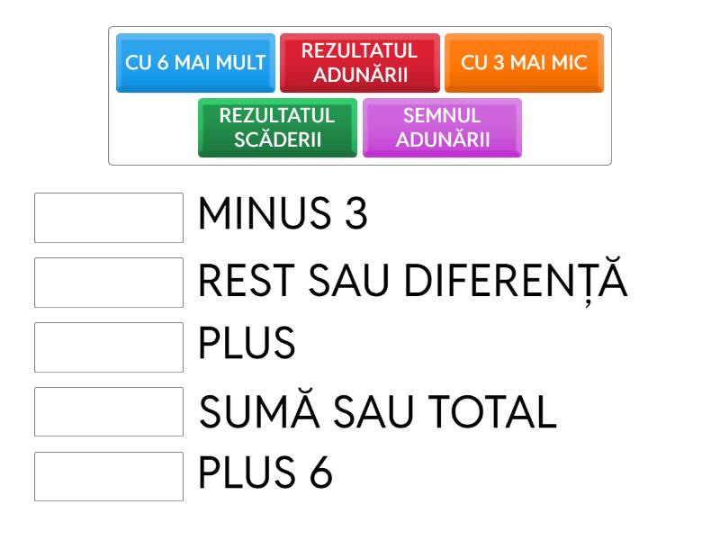 TERMINOLOGIE MATEMATICA CLASA 1 - Match up