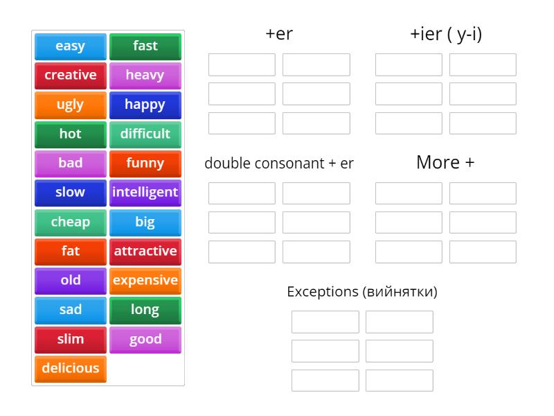 Degrees of comparison (Comparative) - Group sort