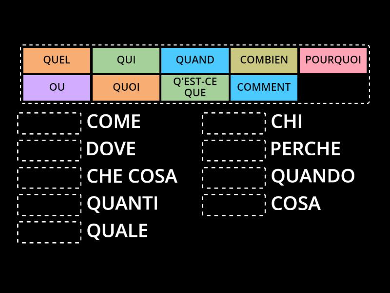 LE PAROLE INTERROGATIVE - Match up