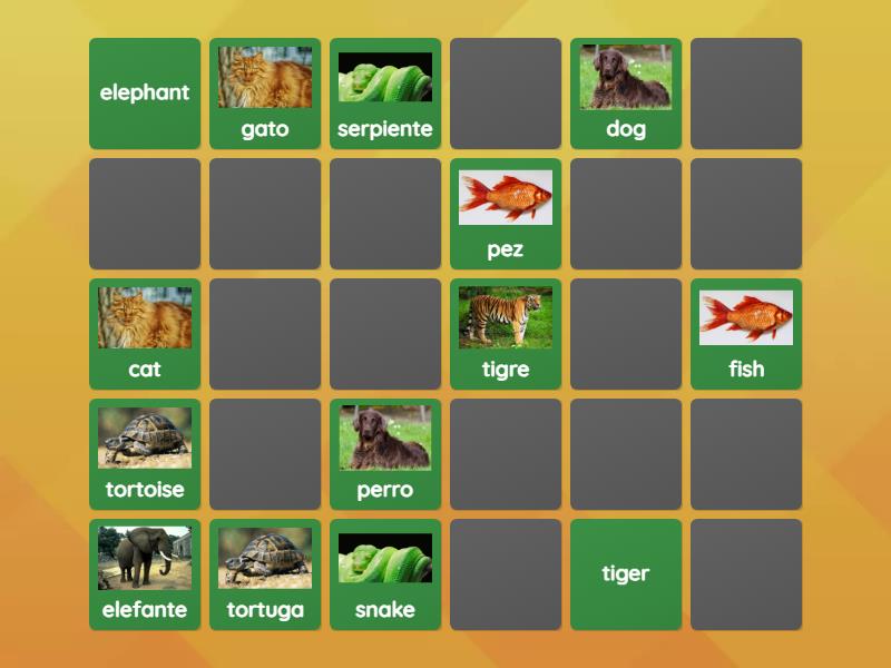 Los animales - Matching pairs