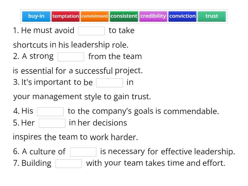 Leadership 2 - Complete the sentence