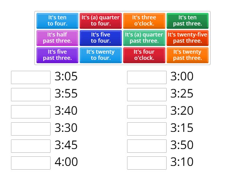 What time is it? (Presentation - telling time) - Match up