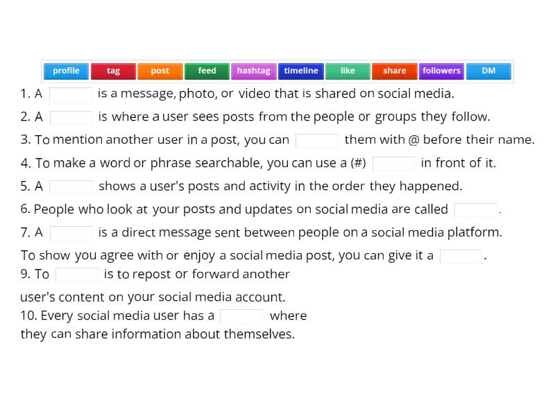 Social Media Vocabulary - Complete the sentence