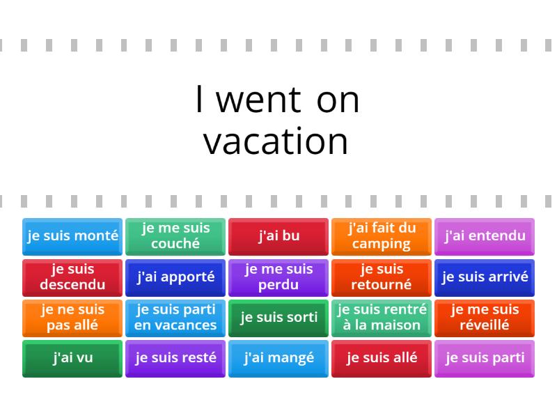 Les vacances - Find the match