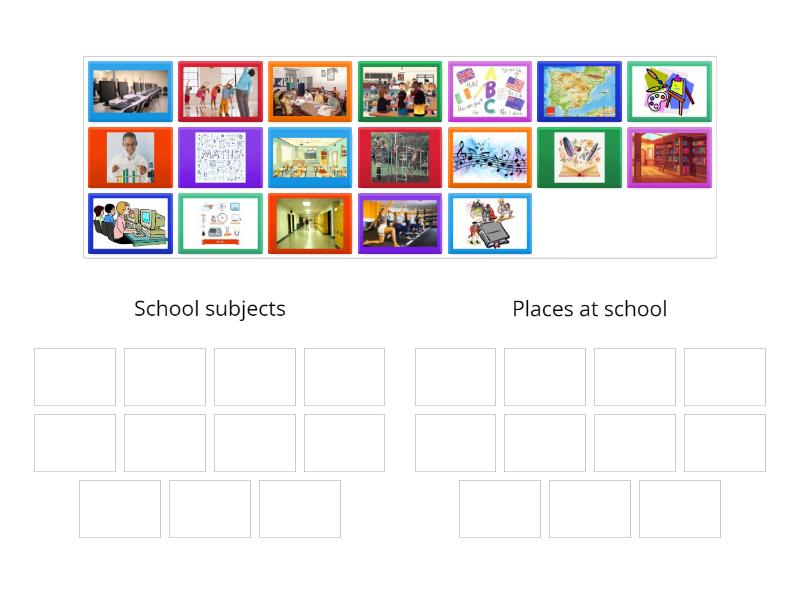 GG 3 Starter sorting : school subjects - places at school - Group sort
