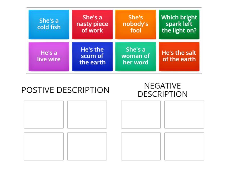 noun phrases describing character ex. 3 - Group sort