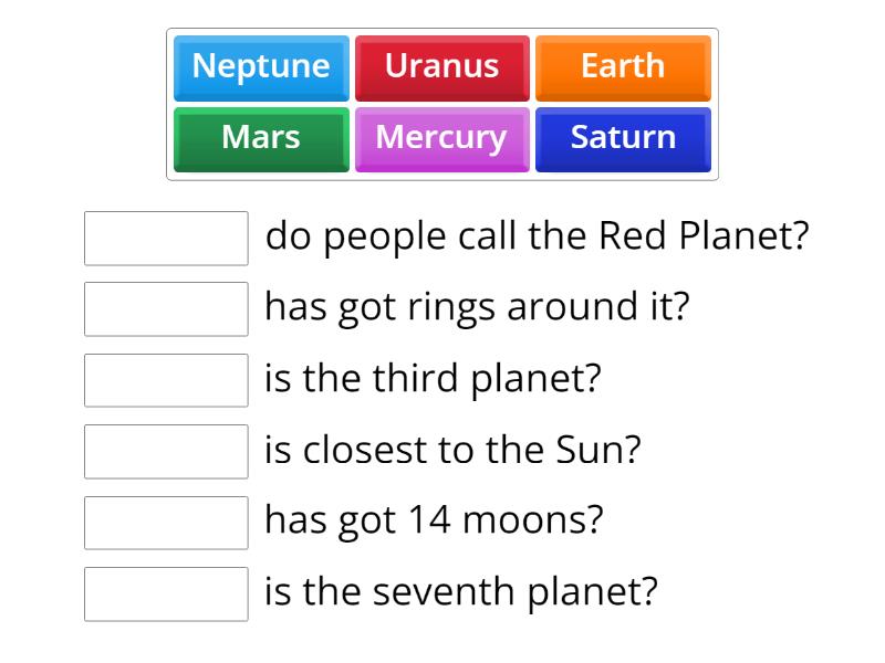 Do the quiz and collect planets - Match up
