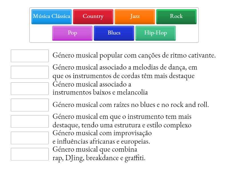 Géneros Musicais - Match up