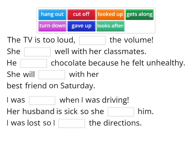 Phrasal verbs: missing word - Complete the sentence