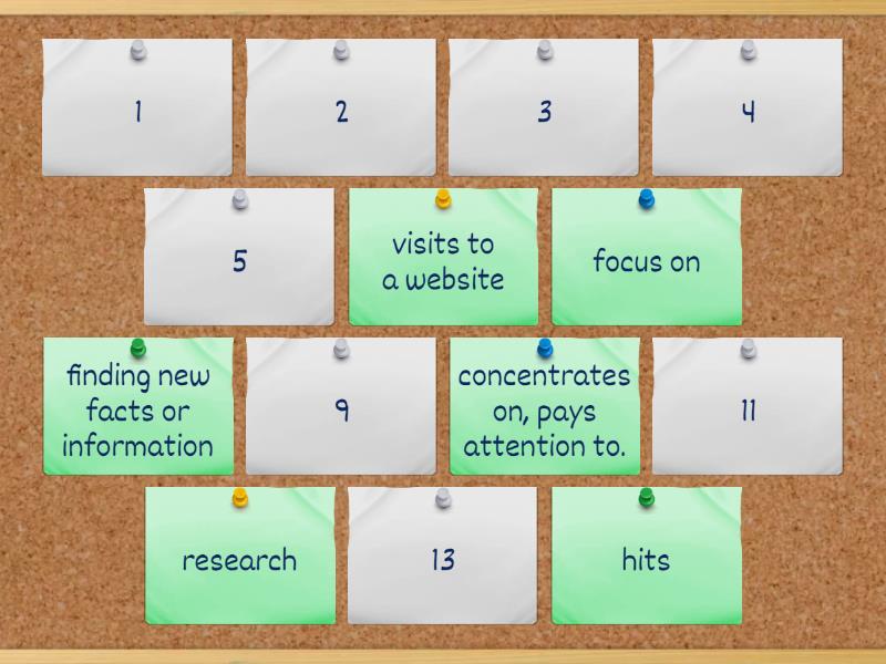 Pre-Intermediate 2 - Unit 2 - Reading: key words - Matching pairs