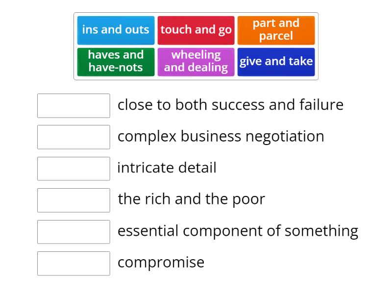 Idioms - pairs of nouns - Match up