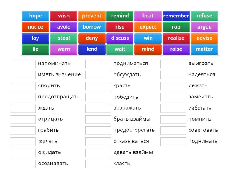 NEF Upper / Unit 7 - Verbs often confused - Match up