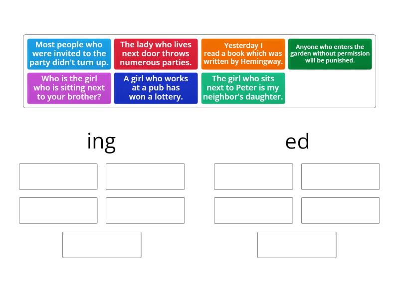 B1 + Reduced clauses ing or ed - Group sort