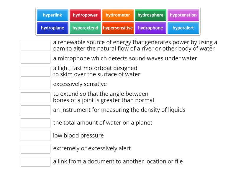 Substep 11.1 Greek Elements/Compound Words - Match up