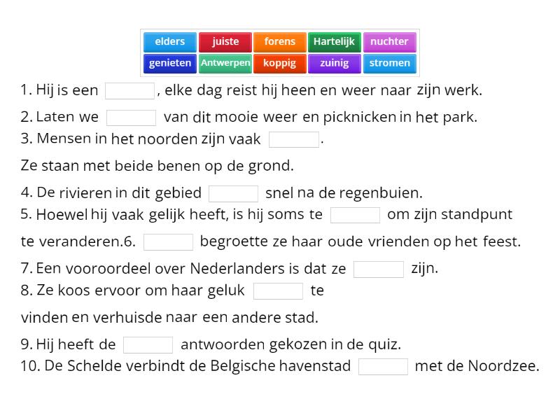 TWR les 9 - Complete the sentence