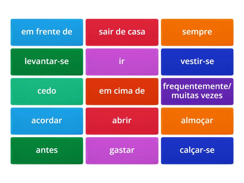 Advérbios, verbos, preposições de lugar - Flip tiles