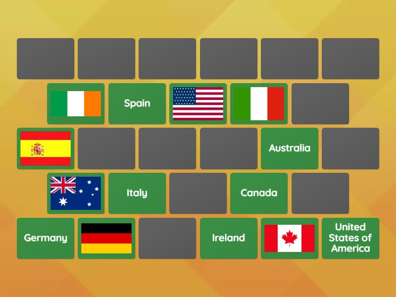 Countries and flags - Matching pairs