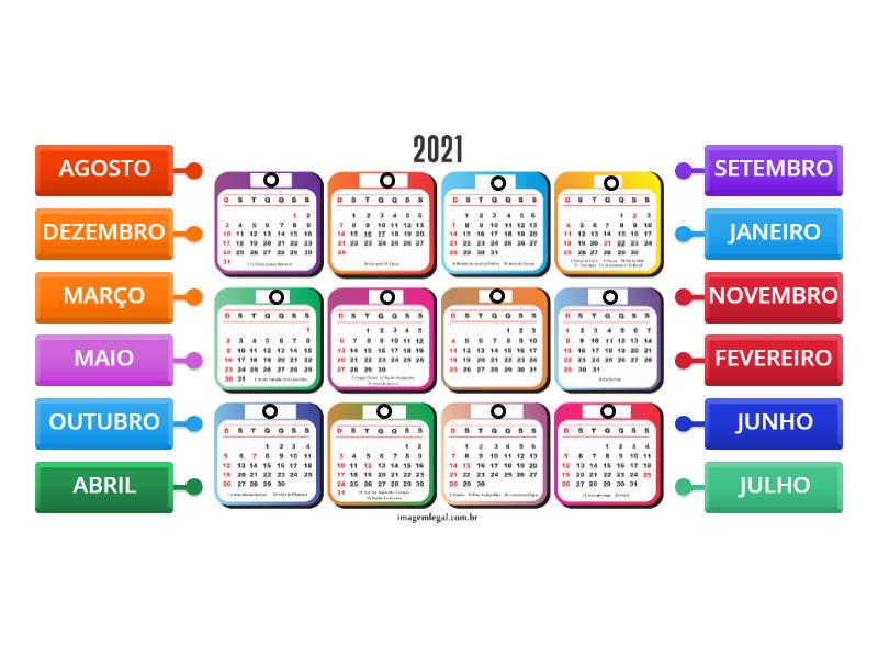 CALENDARIO Meses do ano. - Labelled diagram