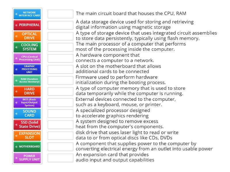 COMPUTER HARDWARE - Match up