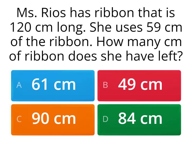 Word Problems involving Length - Quiz