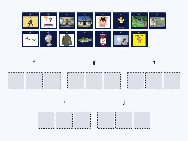 Sorting f-j initial sounds - Group sort