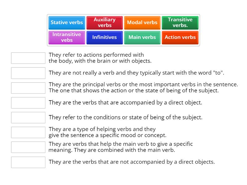 Types of verbs - Match up