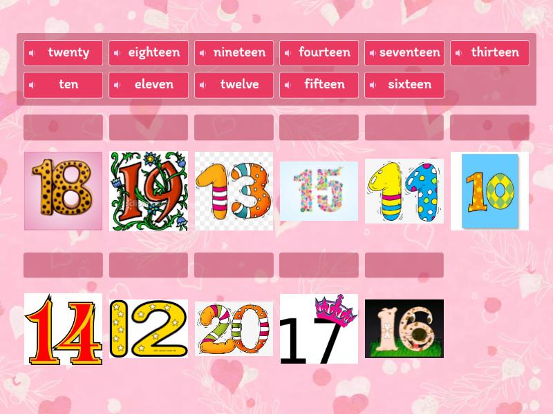 Numbers 10 - 20 - Match up