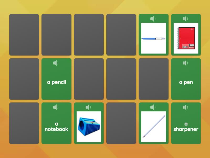 School supplies - Matching pairs