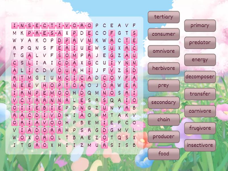 Cadenas alimenticias - El puente - Sopa de letras