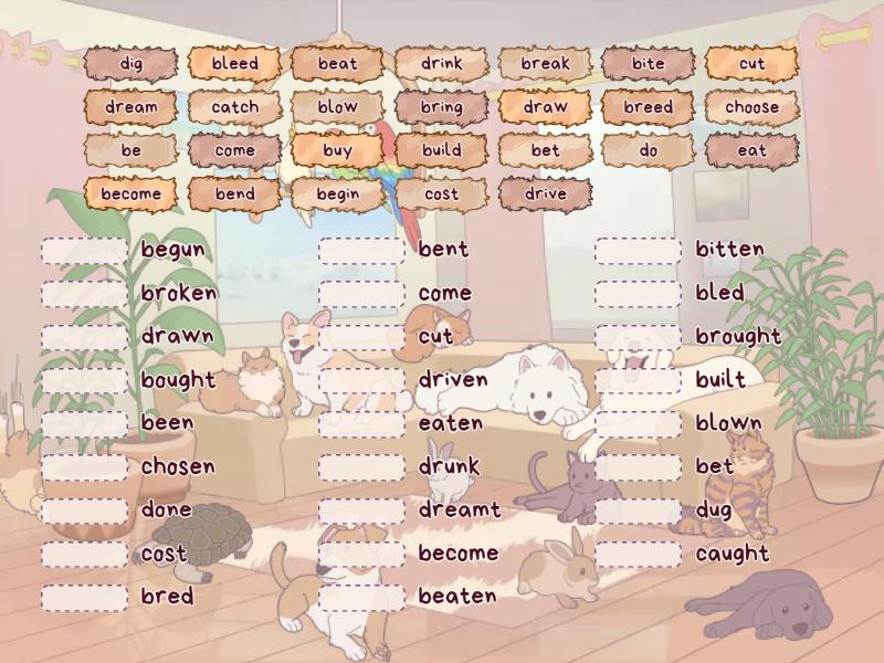 Past participle forms - Irregular verbs - Une las parejas