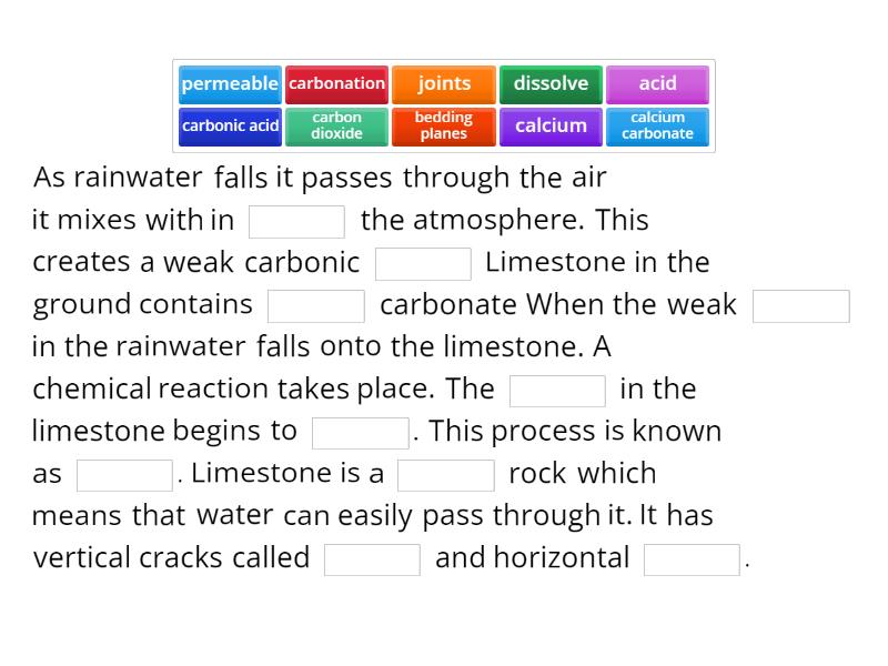 N5 Limestone: Carbonation - Complete the sentence