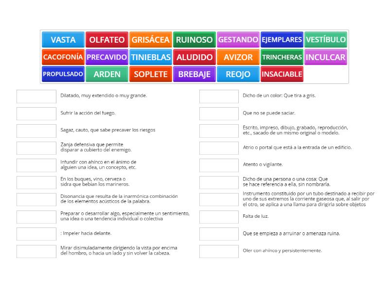 Vocabulario far...451 - Match up