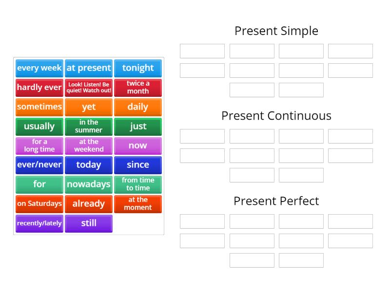 Present Tenses Time markers - Group sort